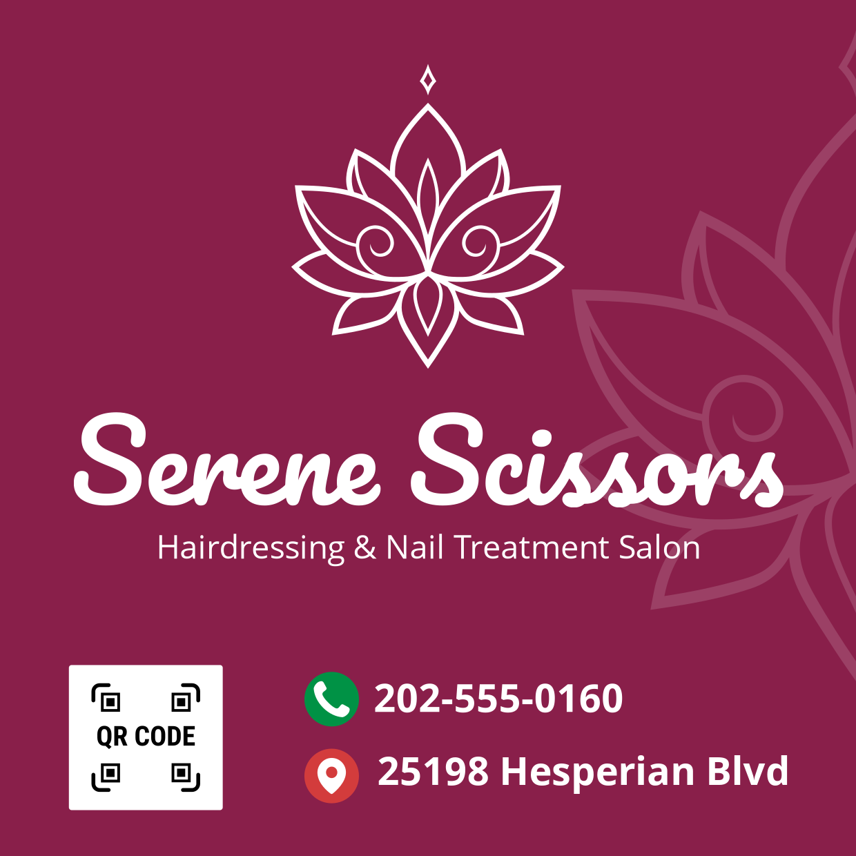 Beauty Salon Sign With a QR Code Template | Square Signs