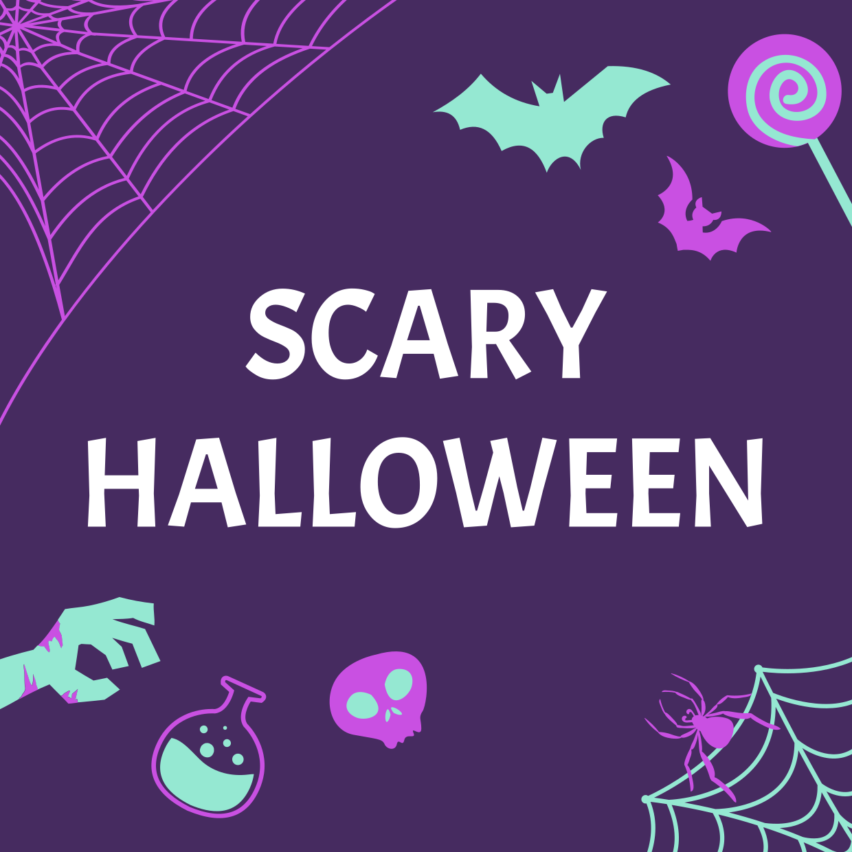 Purple Decorative Halloween Sign Template | Square Signs