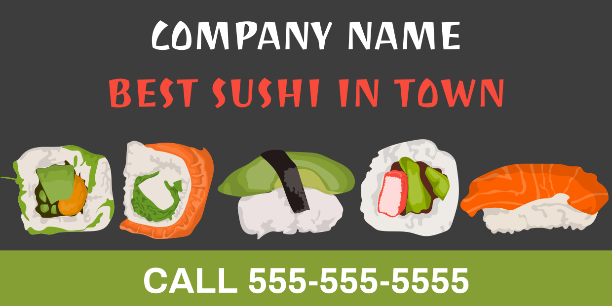 Illustrated Best Sushi in Town Sign Template | Square Signs