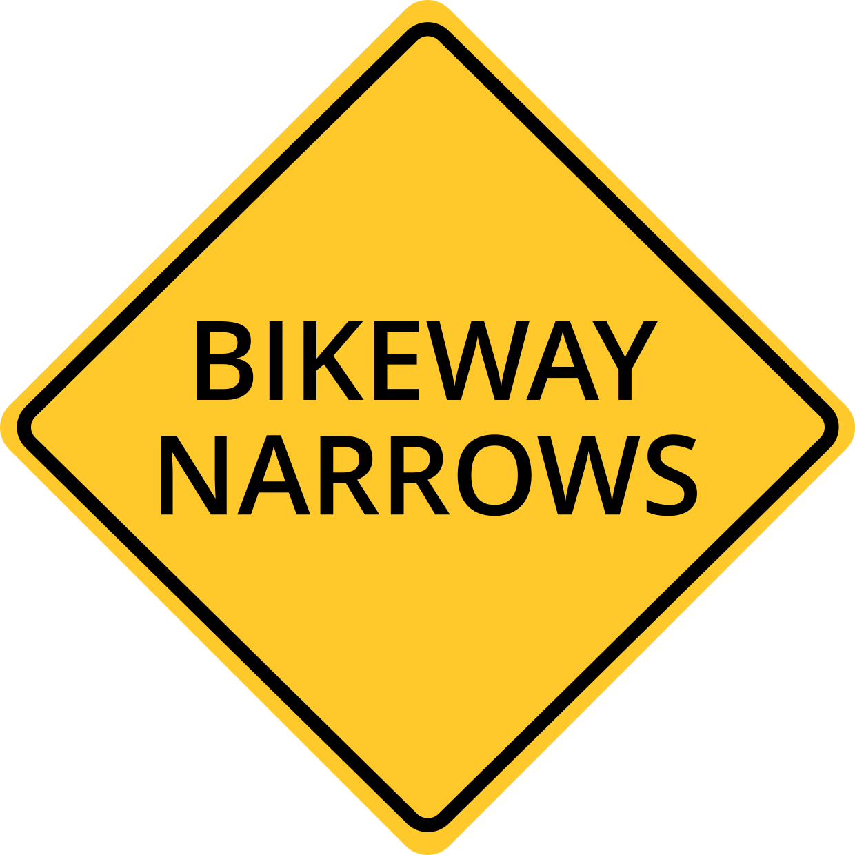 Bikeway Narrows Warning Sign Template | Square Signs