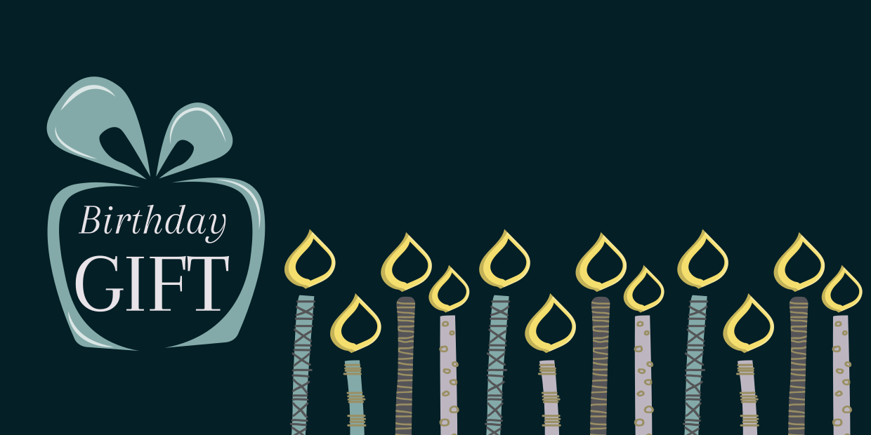 Birthday Gift With Candles Illustrated Sign Template | Square Signs