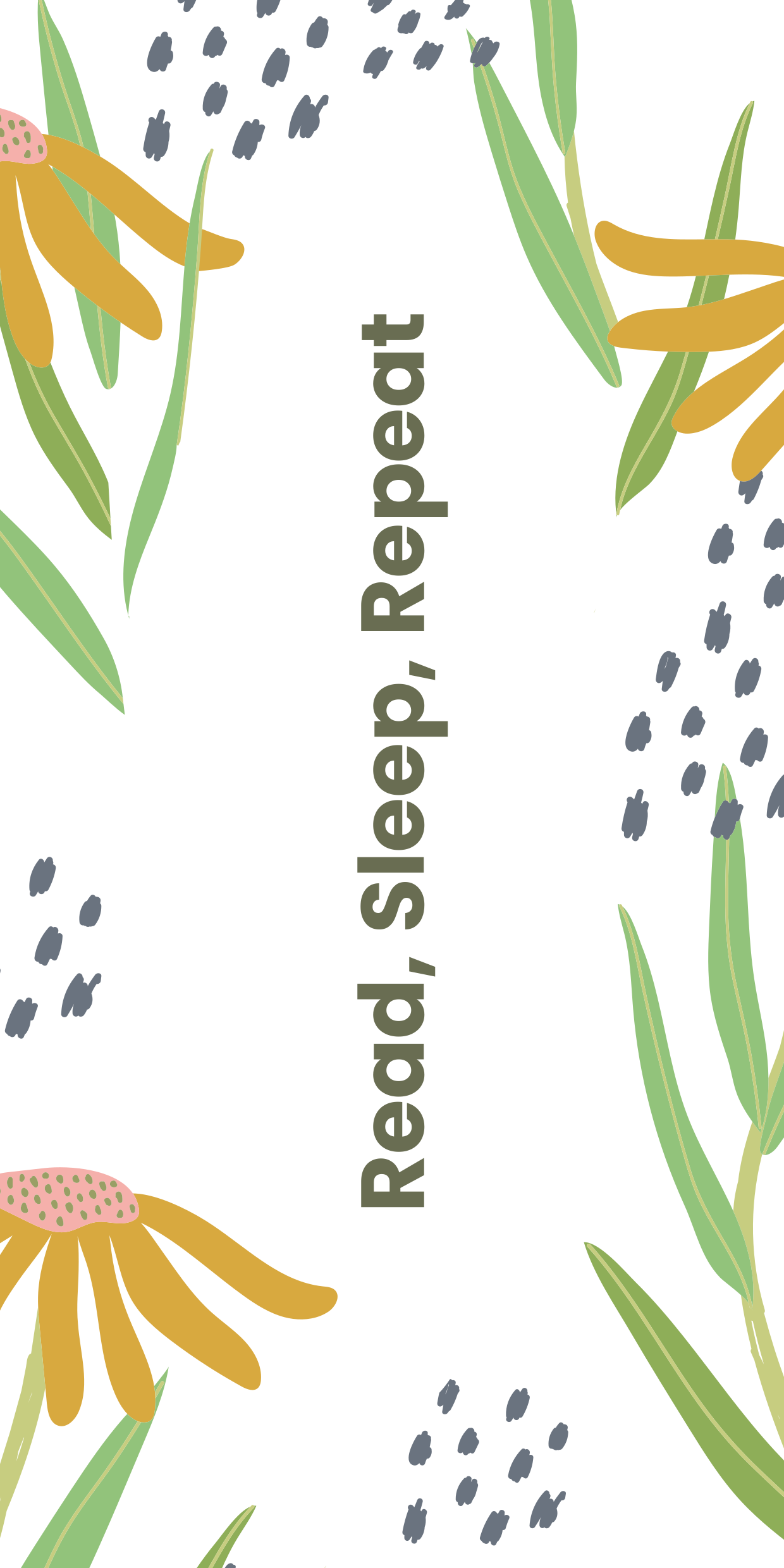 Read, Sleep, Repeat With Flowery Decorations Template | Square Signs