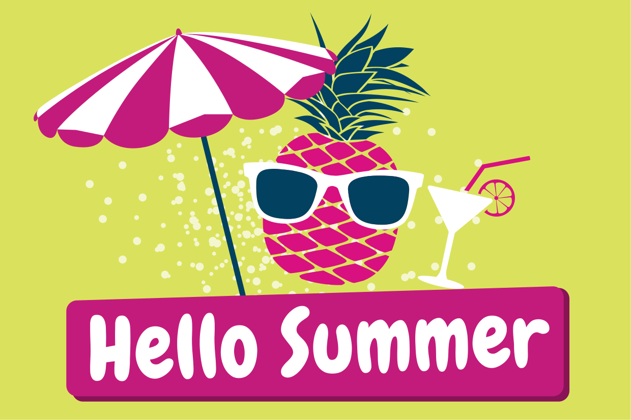 Summer Pineapple, Cocktail and Beach Umbrella Template | Square Signs