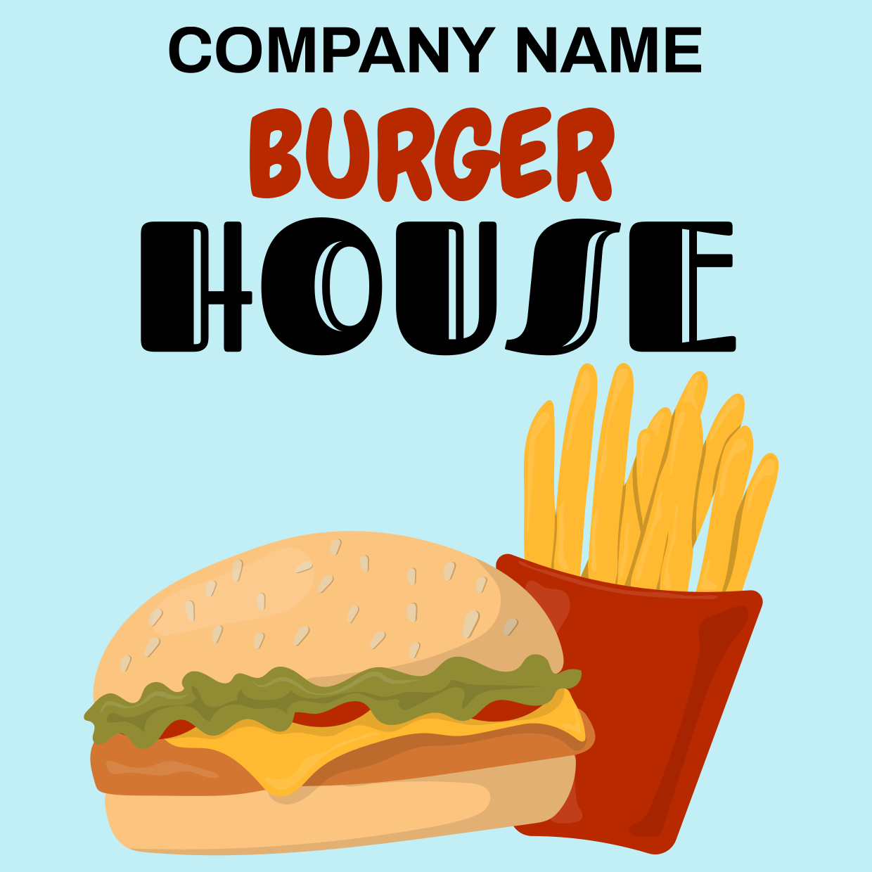 Hand Drawn Cheeseburger and Fries Menu Eatery Sign Template | Square Signs
