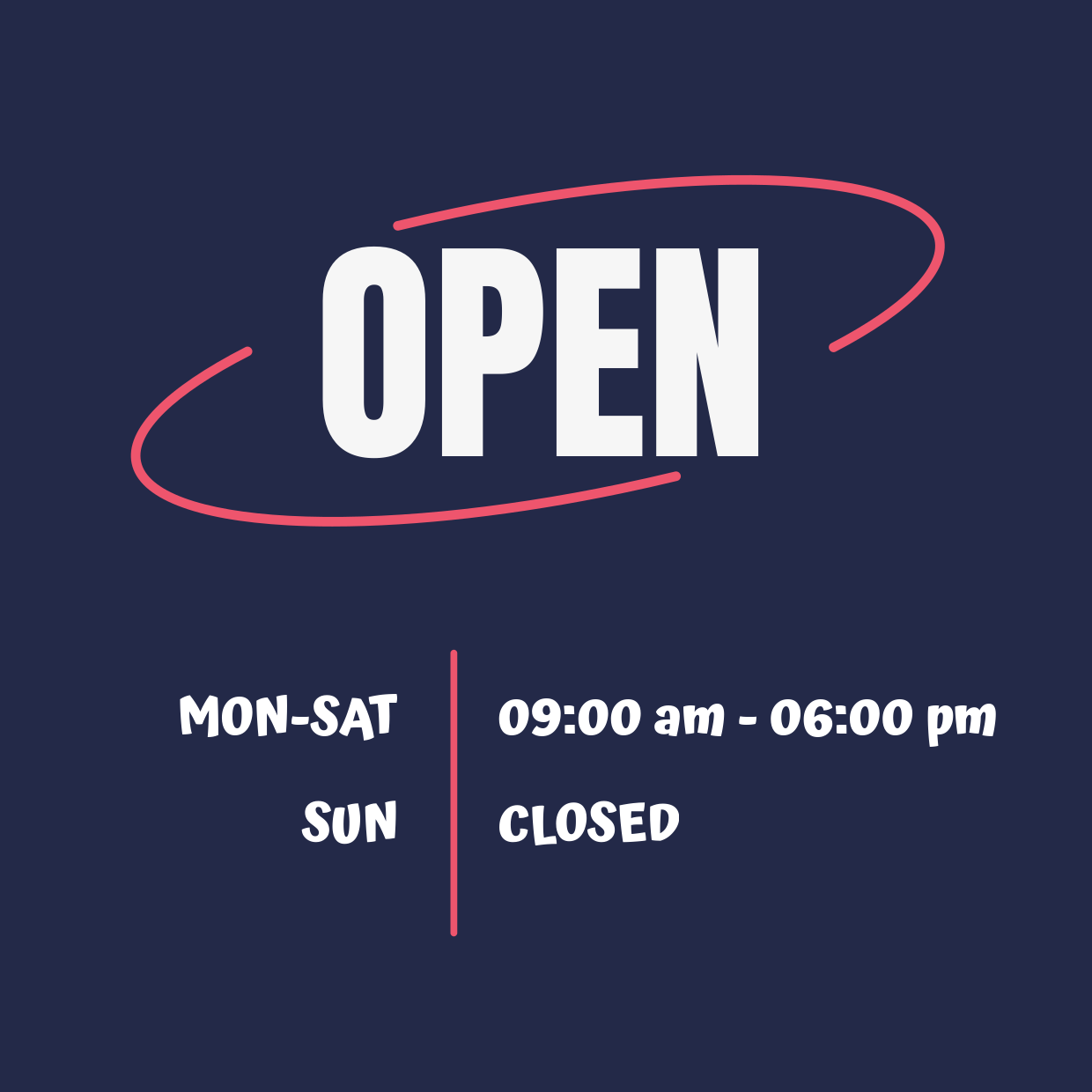 Dark Blue Square Business Open Hours Sign Template | Square Signs