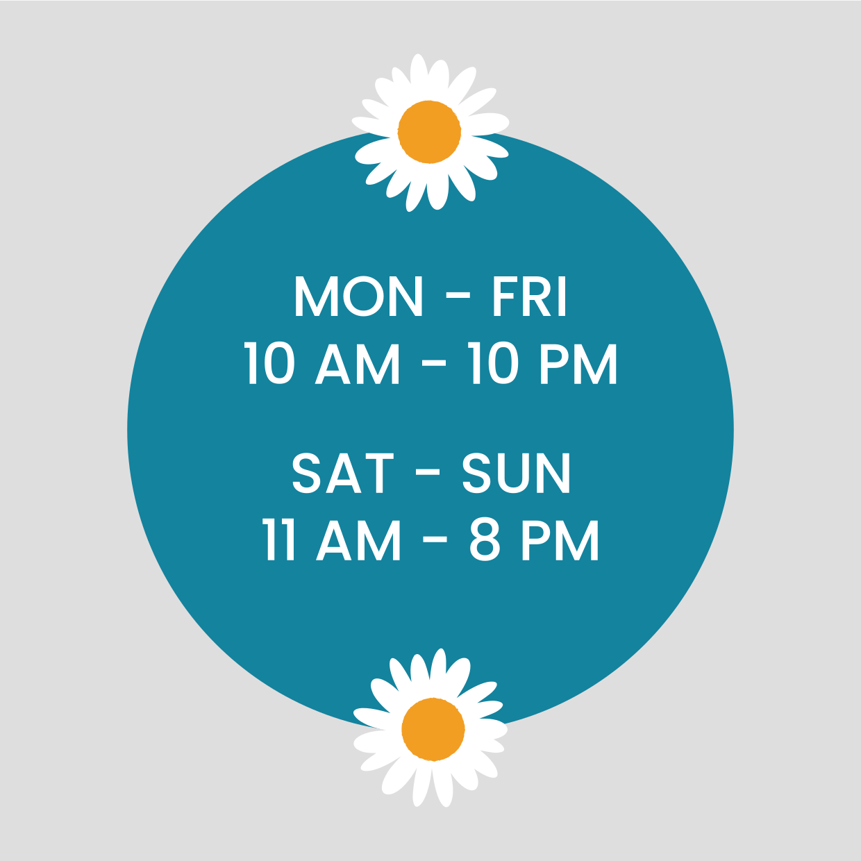 Blue and Gray Chamomile Business Hours Sign Template | Square Signs