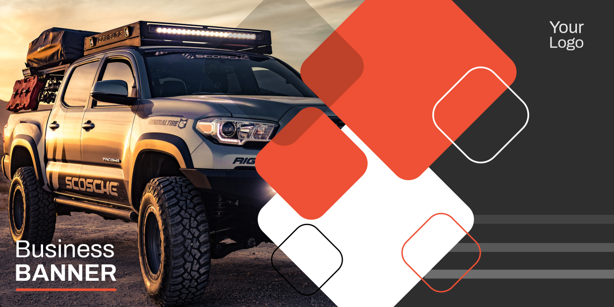 Off-Road Pickup Truck With Luggage Car Image Template | Square Signs