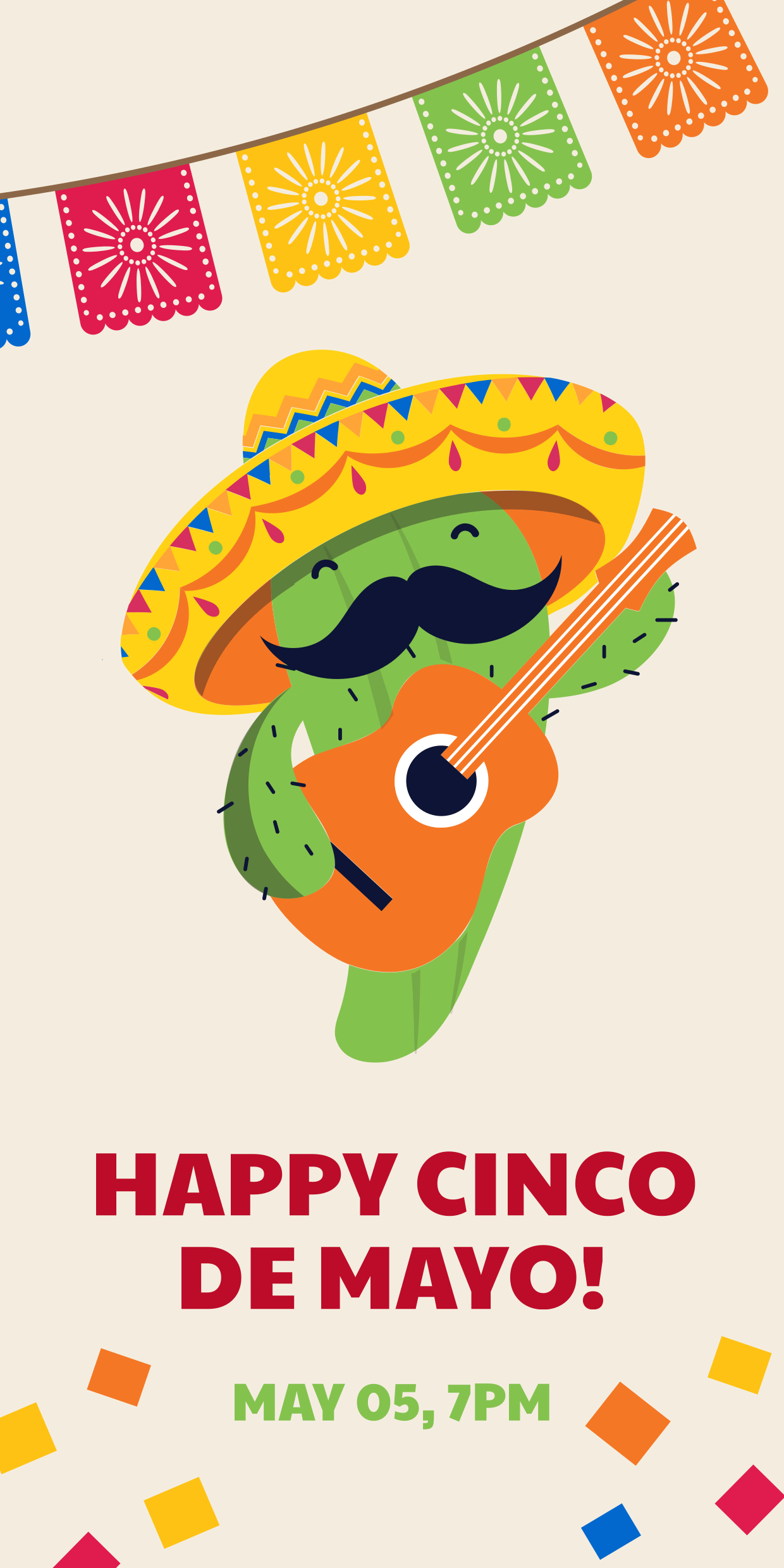 Mariachi Cactus for Cinco de Mayo Event Sign Template | Square Signs