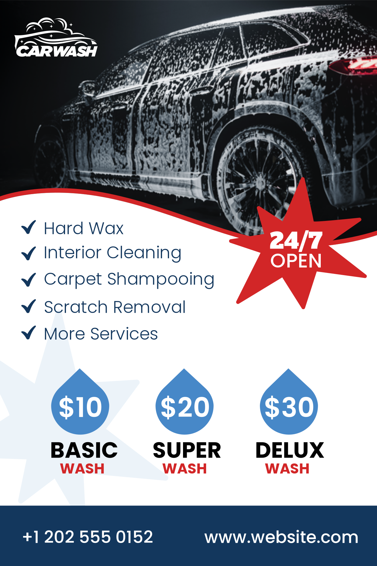 Versatile Car Wash Service Sign Template | Square Signs