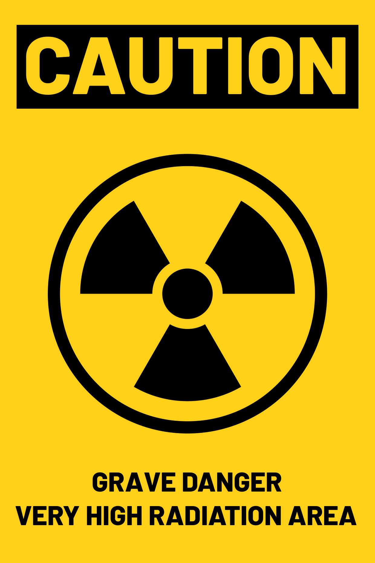 Yellow Caution Radiation Area Sign Template | Square Signs
