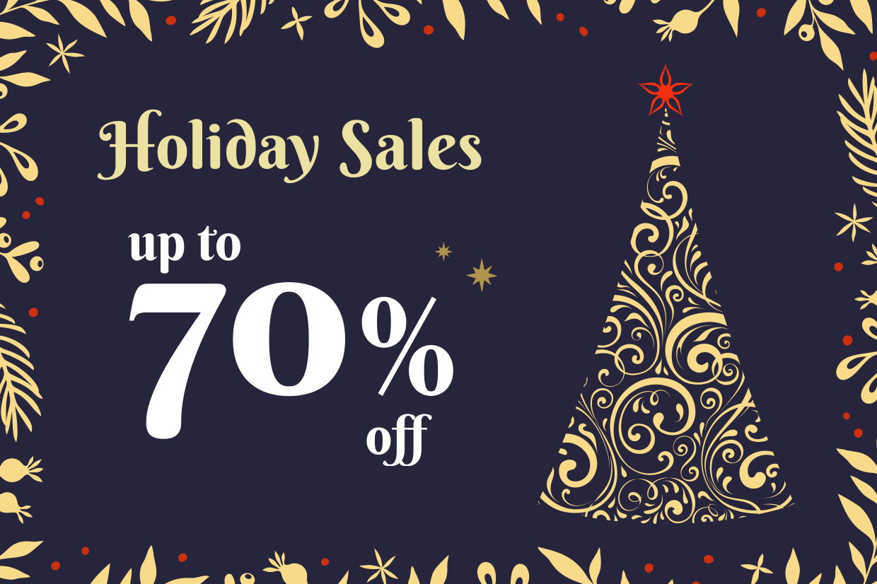 Golden Christmas Tree Holiday Sales Sign Template | Square Signs