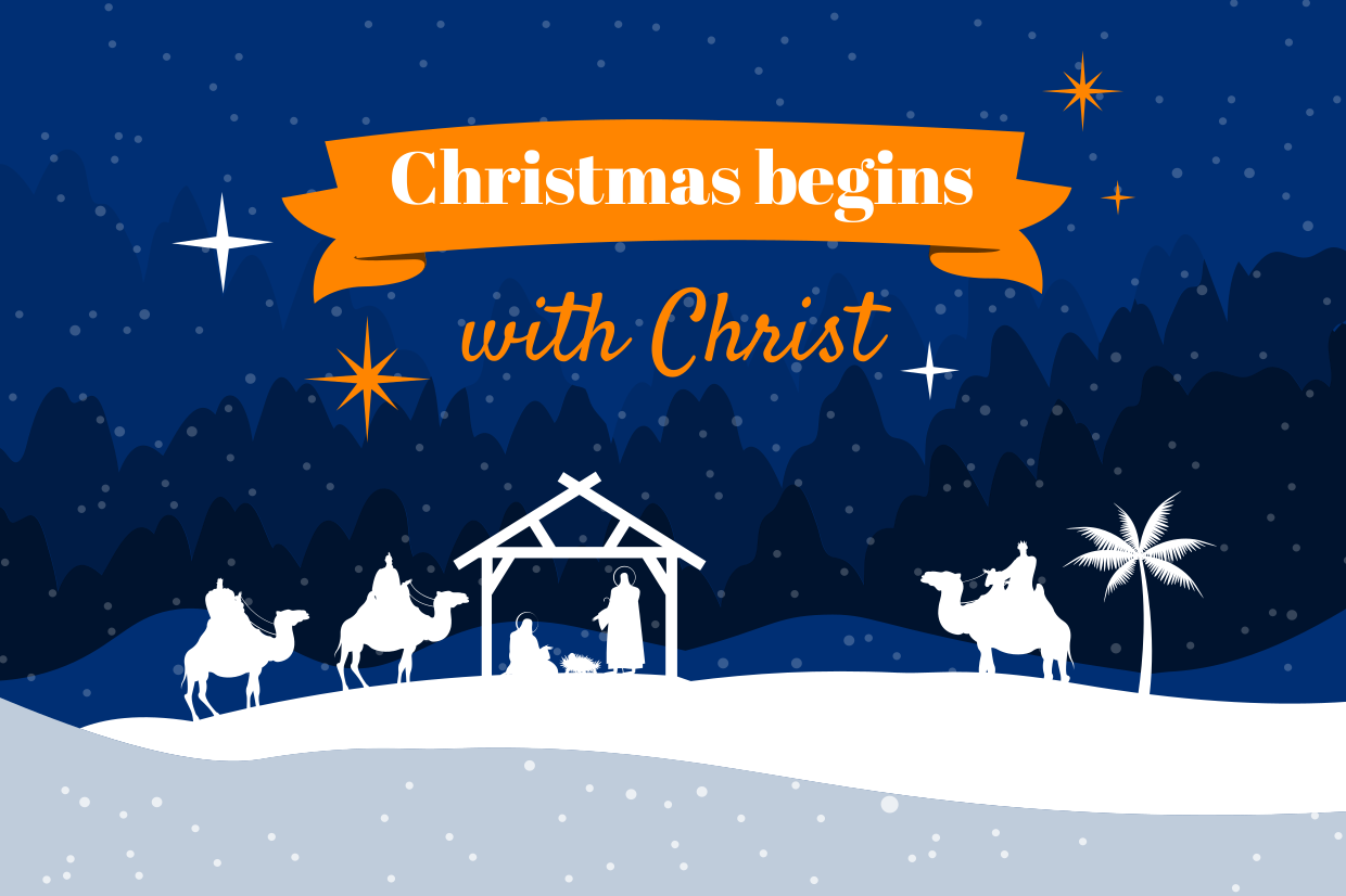 Christmas Begins With Christ Sign Template | Square Signs