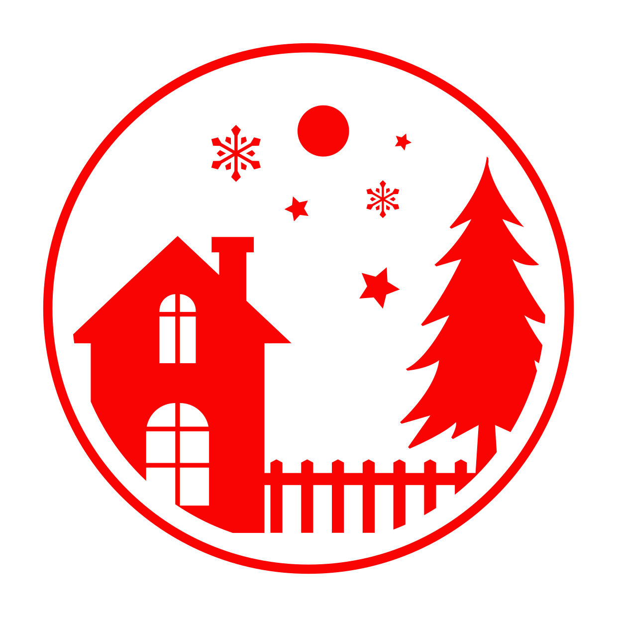 Red Circular Christmas Neighborhood Sign Template | Square Signs