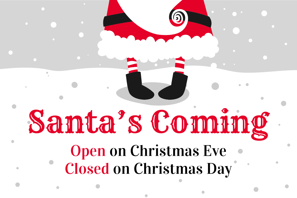 Santa's Coming Christmas Open and Closed Sign Template | Square Signs