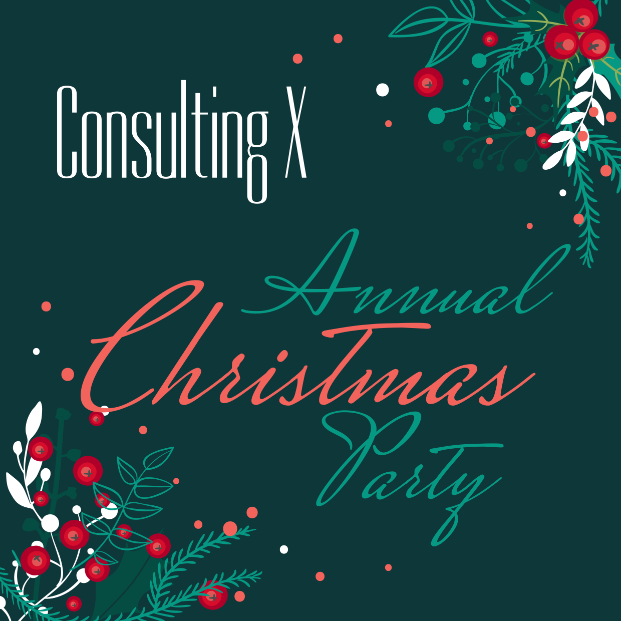 Branded Emerald Green Christmas Annual Party Template | Square Signs