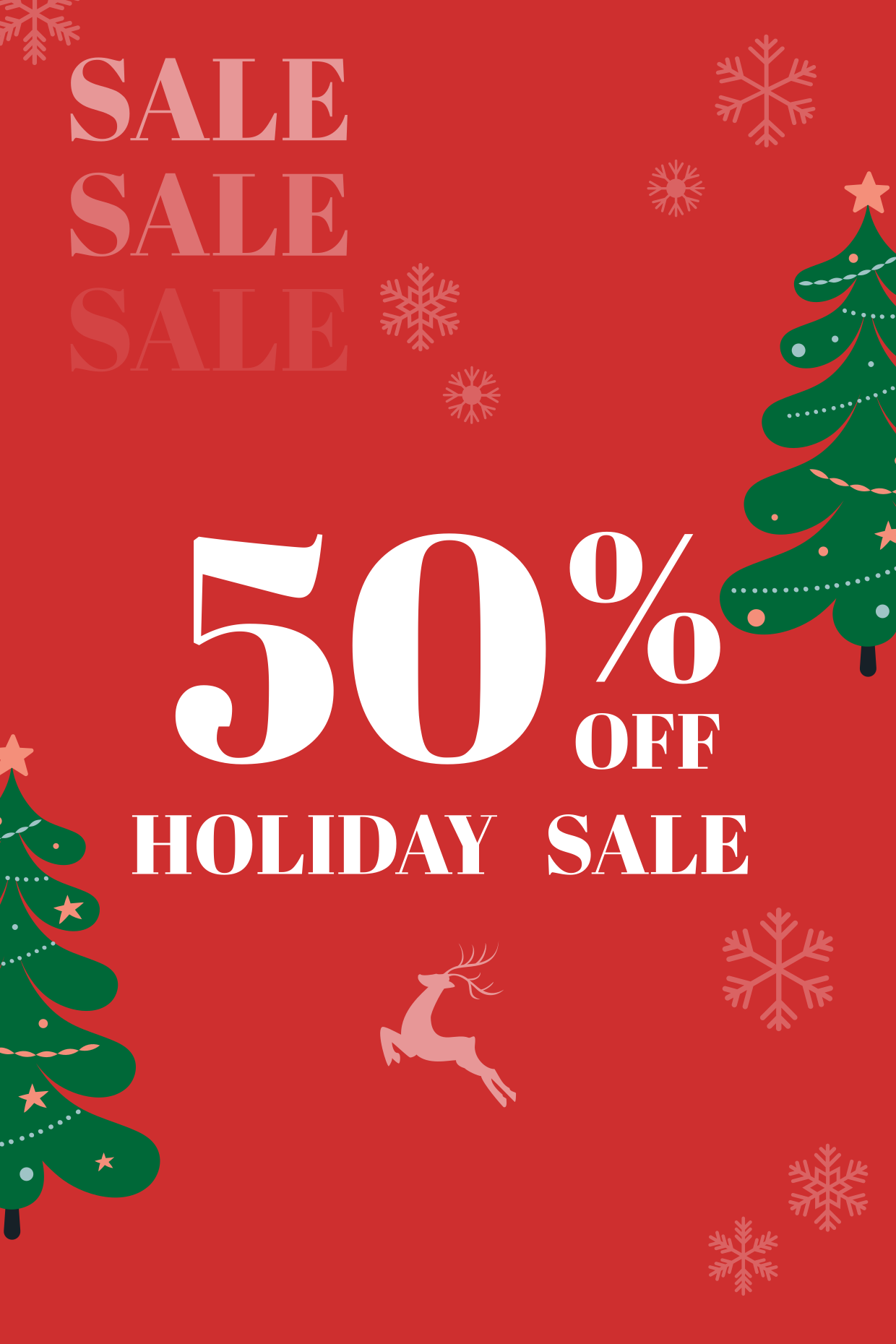 50% Off Christmas Sale Holiday Campaign Sign Template | Square Signs