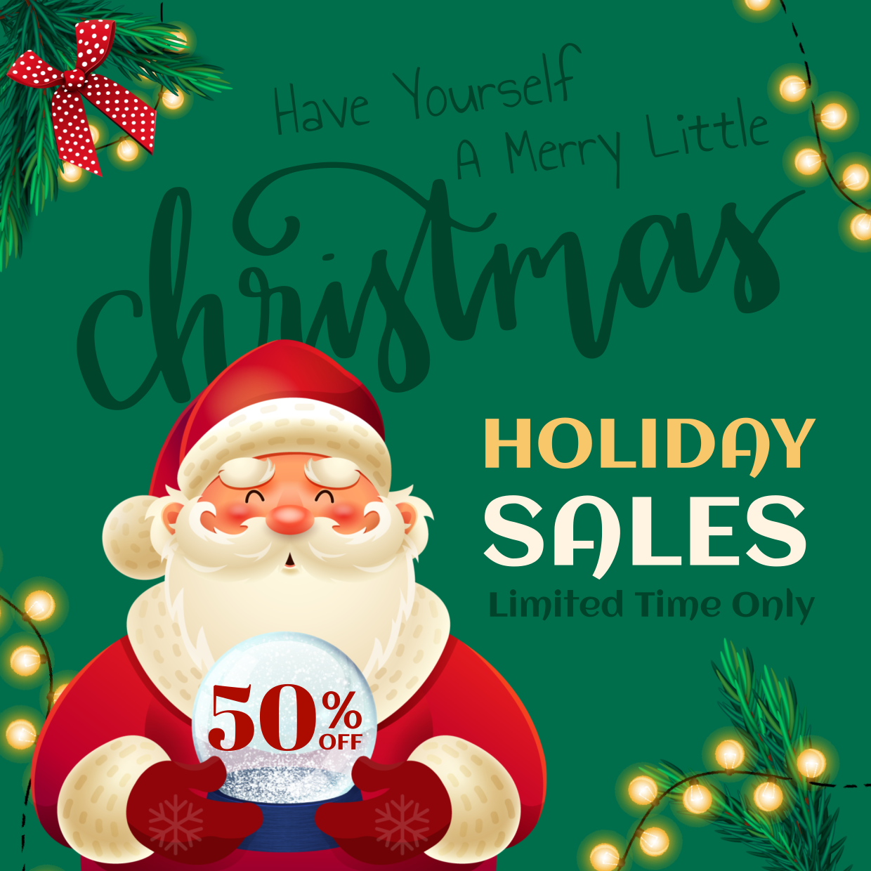 Santa Clause Merry Christmas Holiday Sale Sign Template | Square Signs