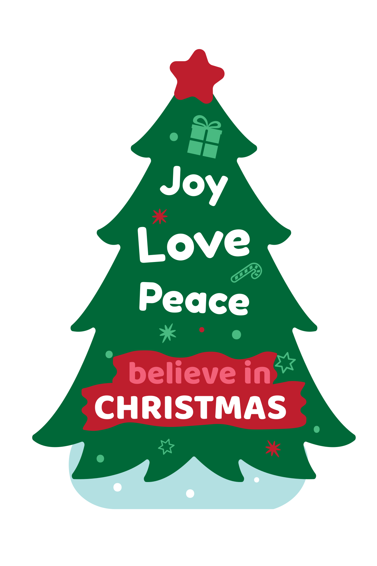 Joy, Love, Peace Quote on Christmas Tree Sign Template | Square Signs