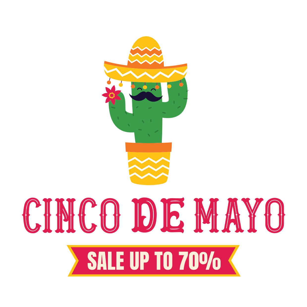 Happy Cactus Cinco de Mayo Sale Sign Template | Square Signs