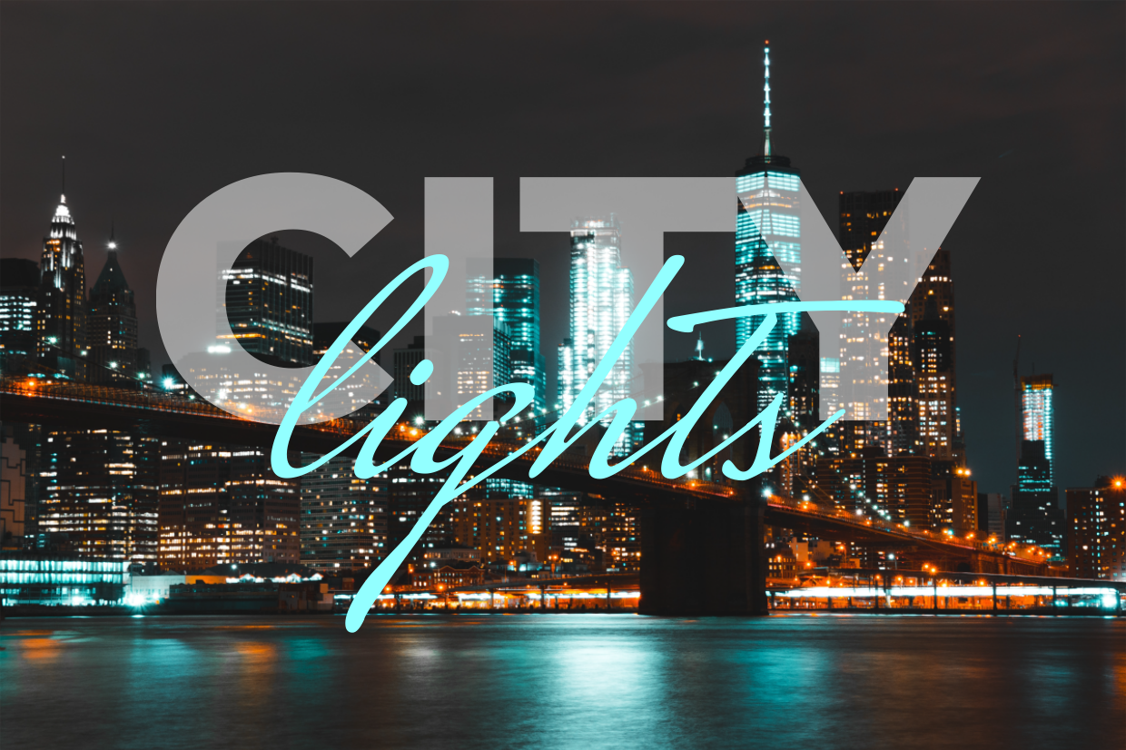 Night Cityscape Photo With a Quote Sign Template | Square Signs