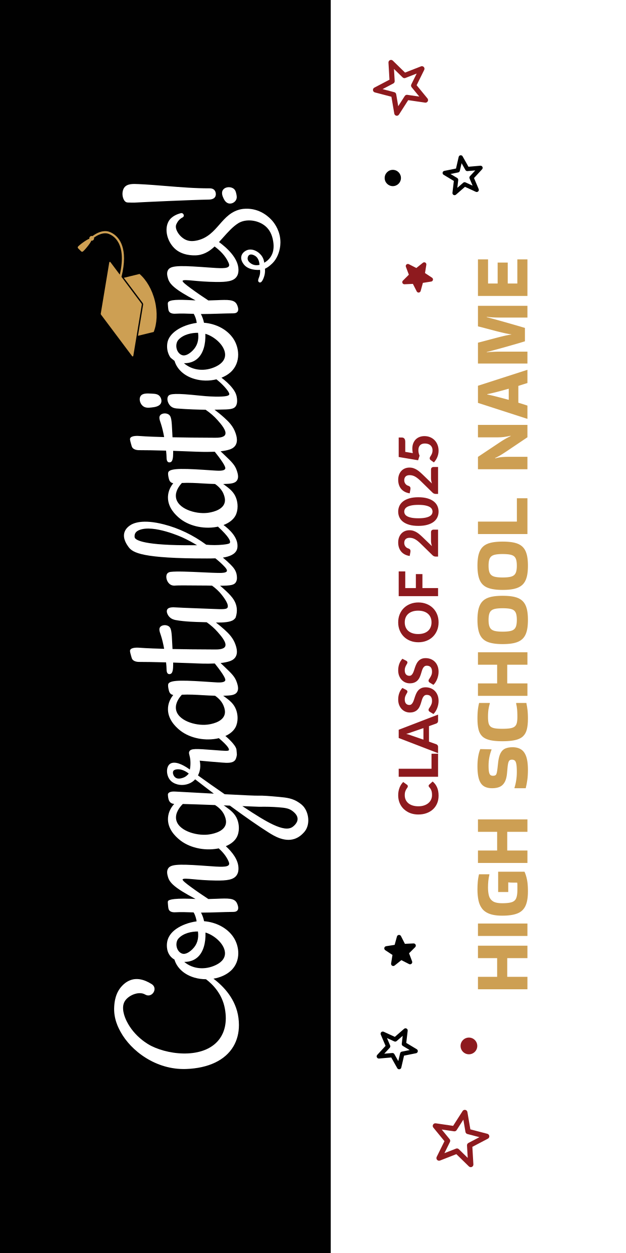 Black and White Congratulations Graduation Sign Template | Square Signs