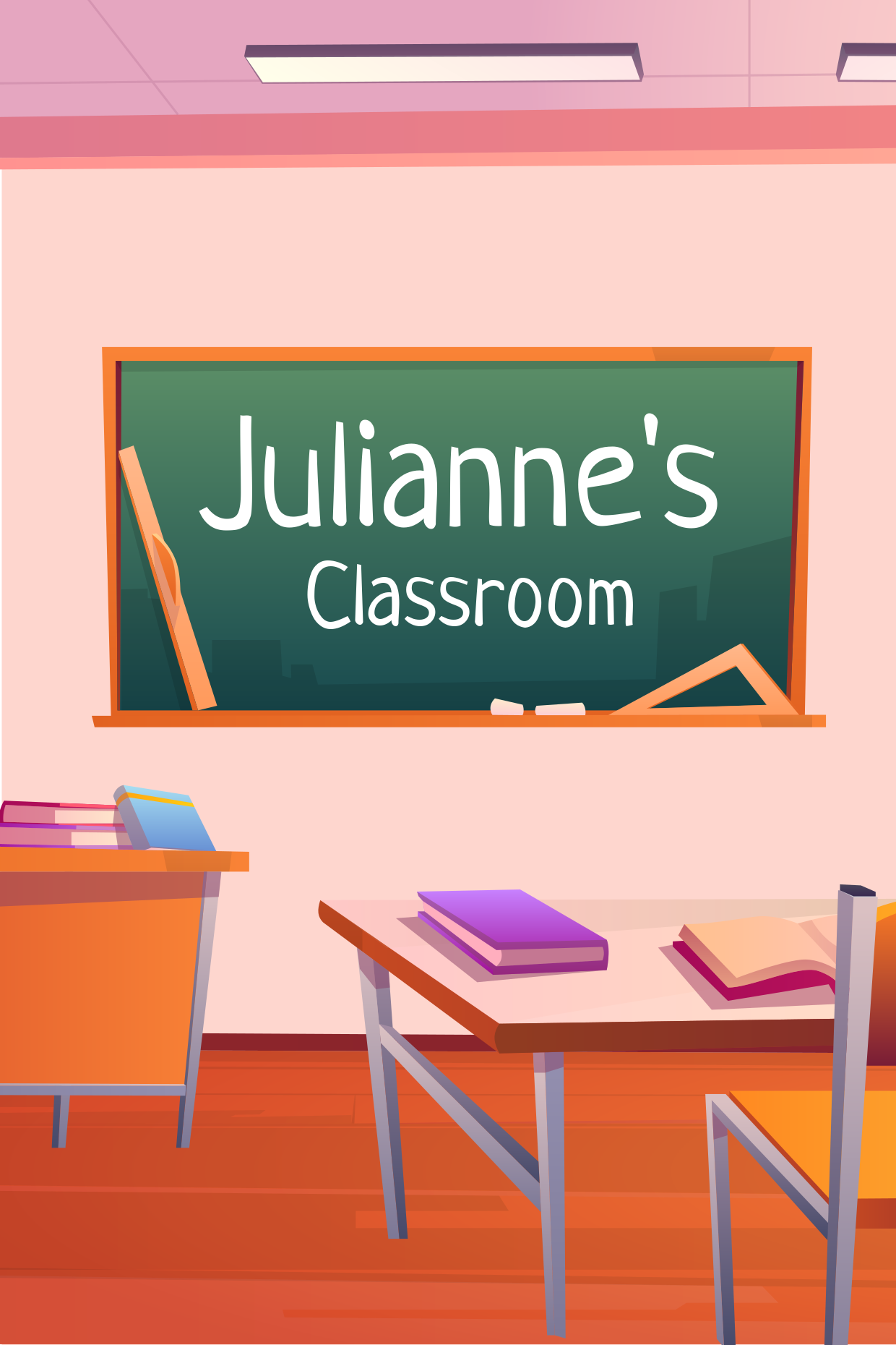 Illustrated Blackboard Graphic for Classroom Sign Template | Square Signs