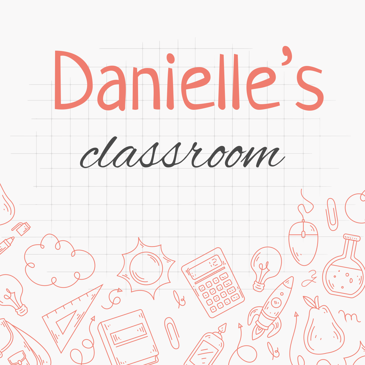 Teacher Classroom Drawing With Text and Icons Sign Template | Square Signs