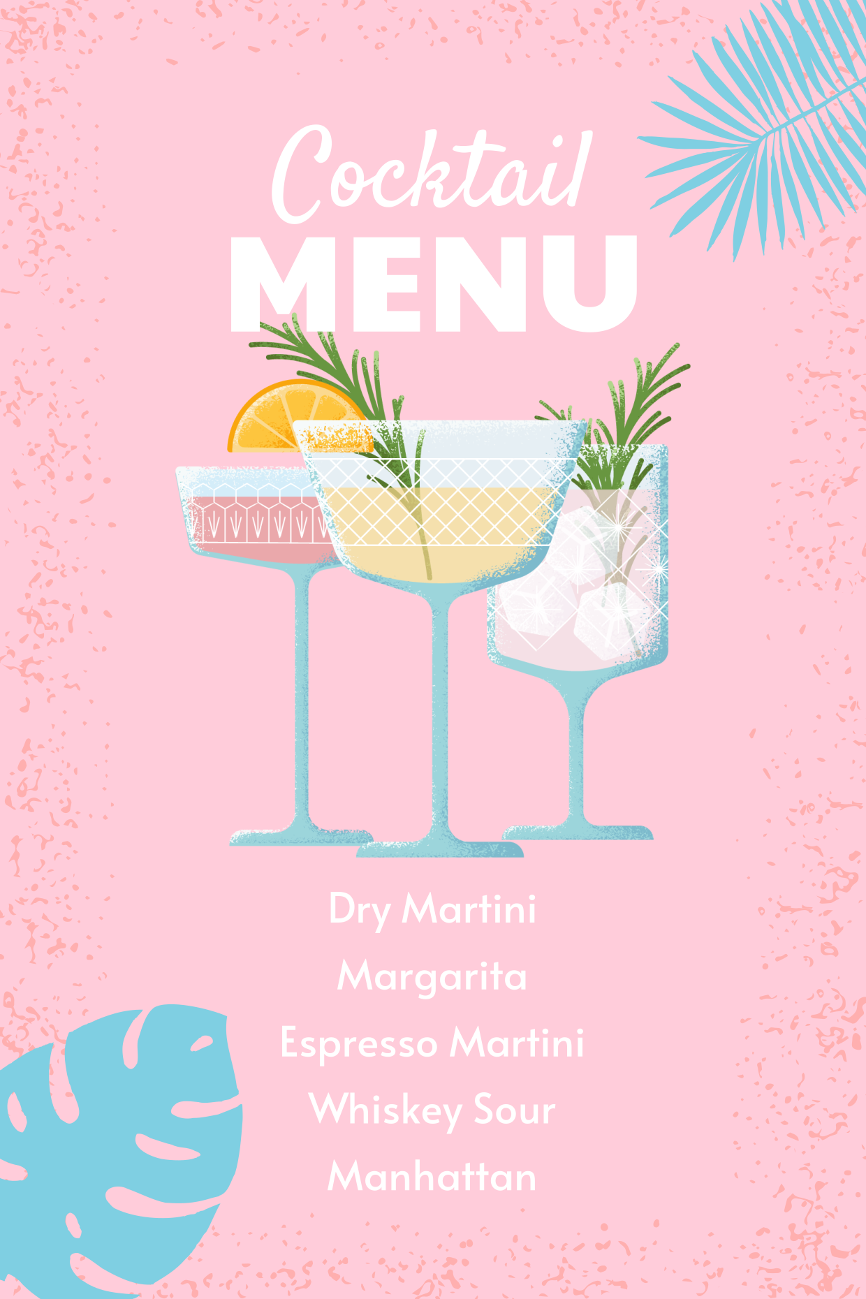 Summer Cocktail Menu With Beachy Vibes Template | Square Signs
