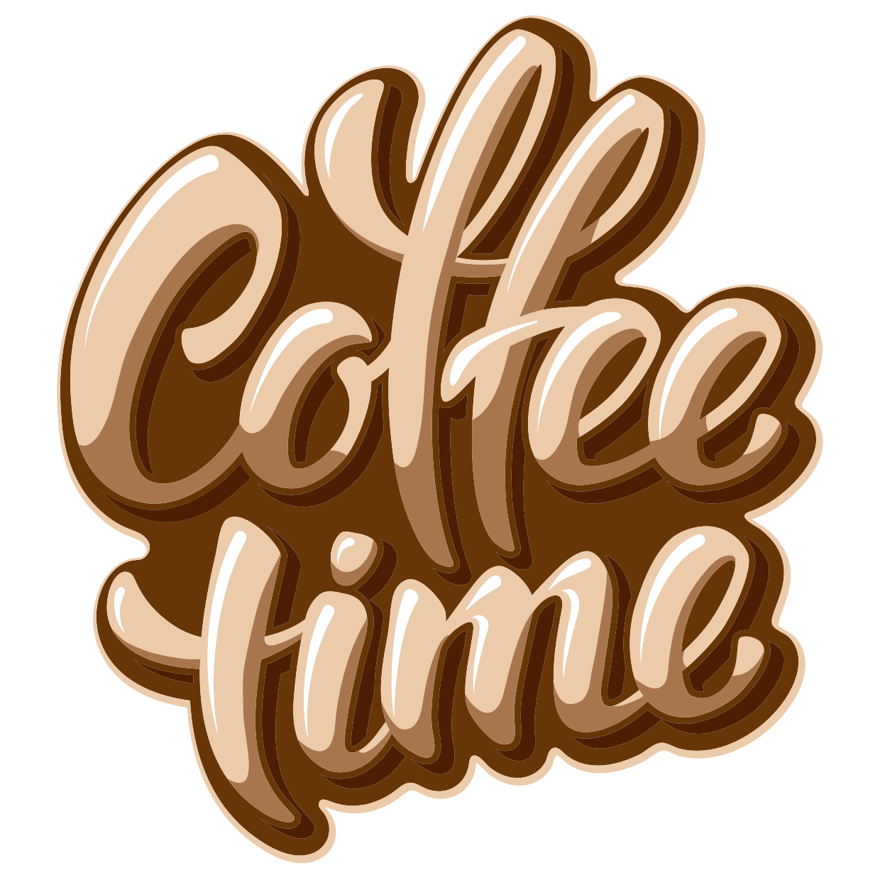 Coffee Time Lettering with Brown Shadows Sign Template | Square Signs
