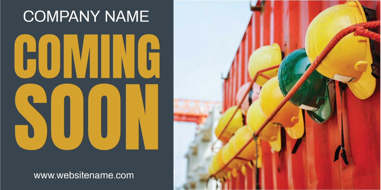 Coming Soon with Construction Hats Sign Template | Square Signs