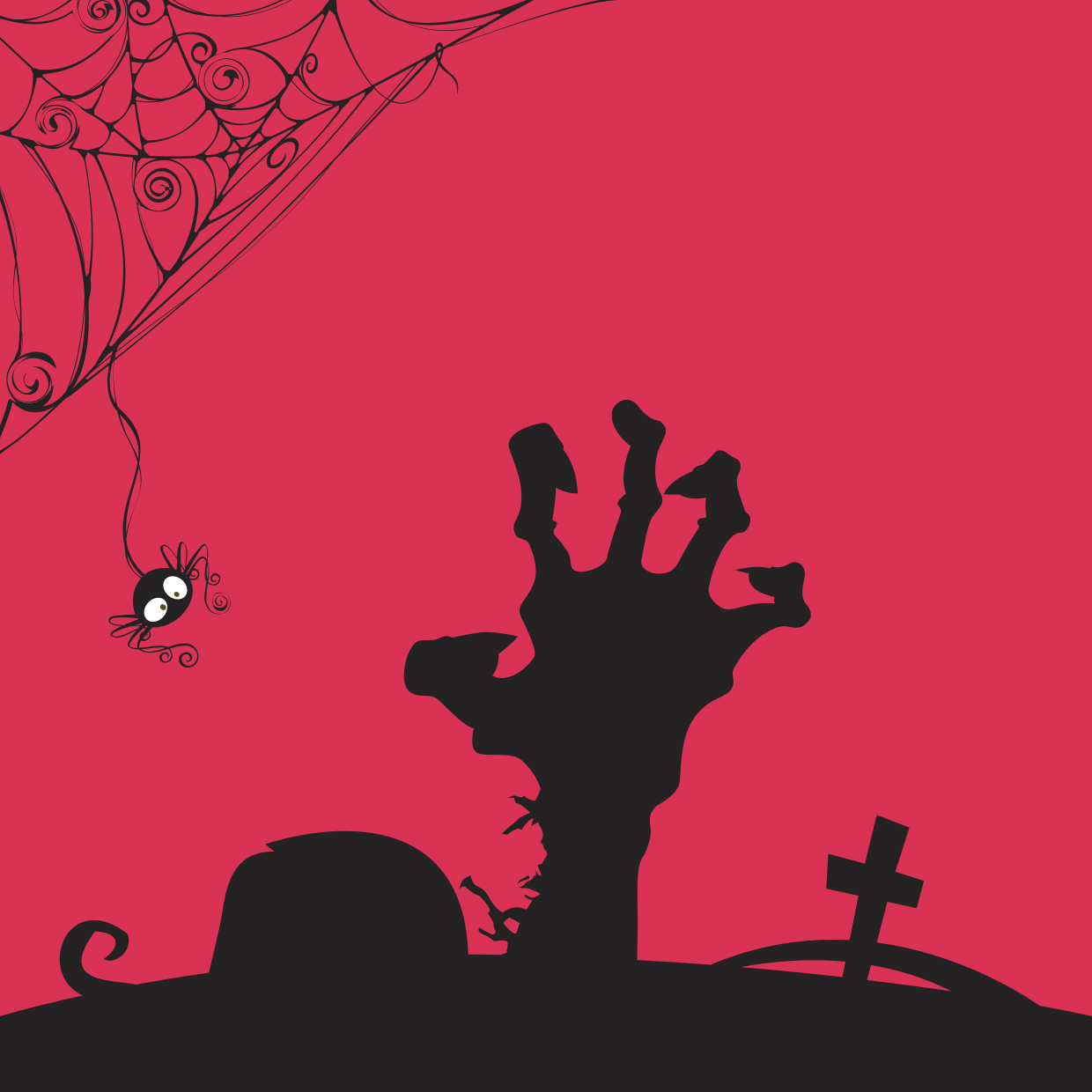 Zombie Hand in a Cemetery Halloween Sign Template | Square Signs