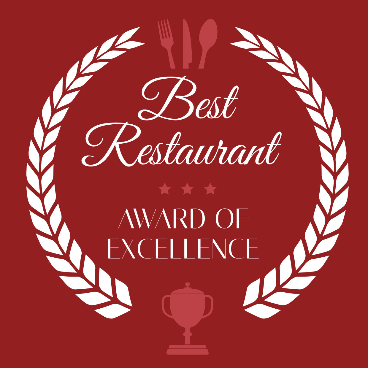 Wheat Crest With Trophy Icon Restaurant Award Template | Square Signs