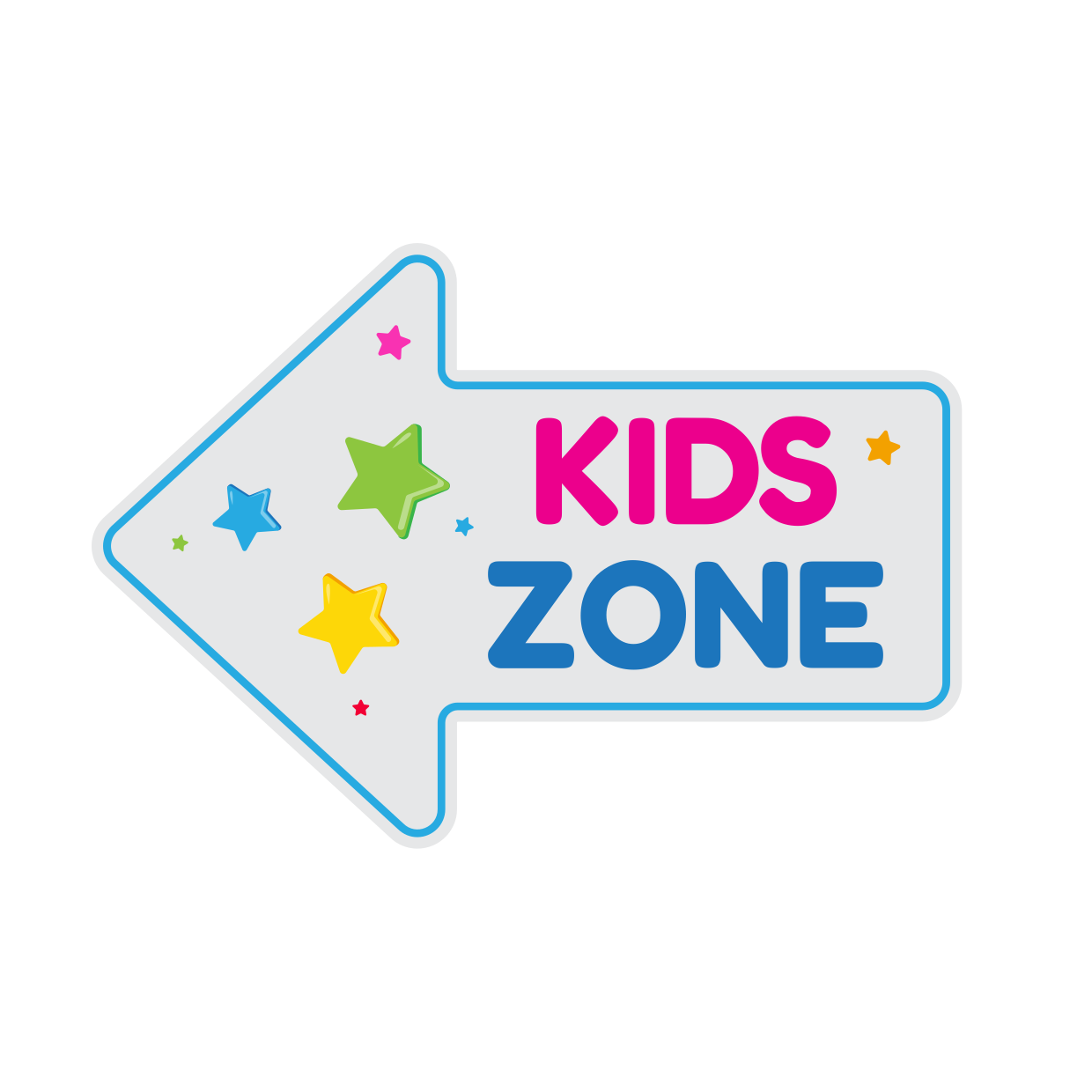 Colorful Kids Zone Directional Arrow Pointing Left Template | Square Signs