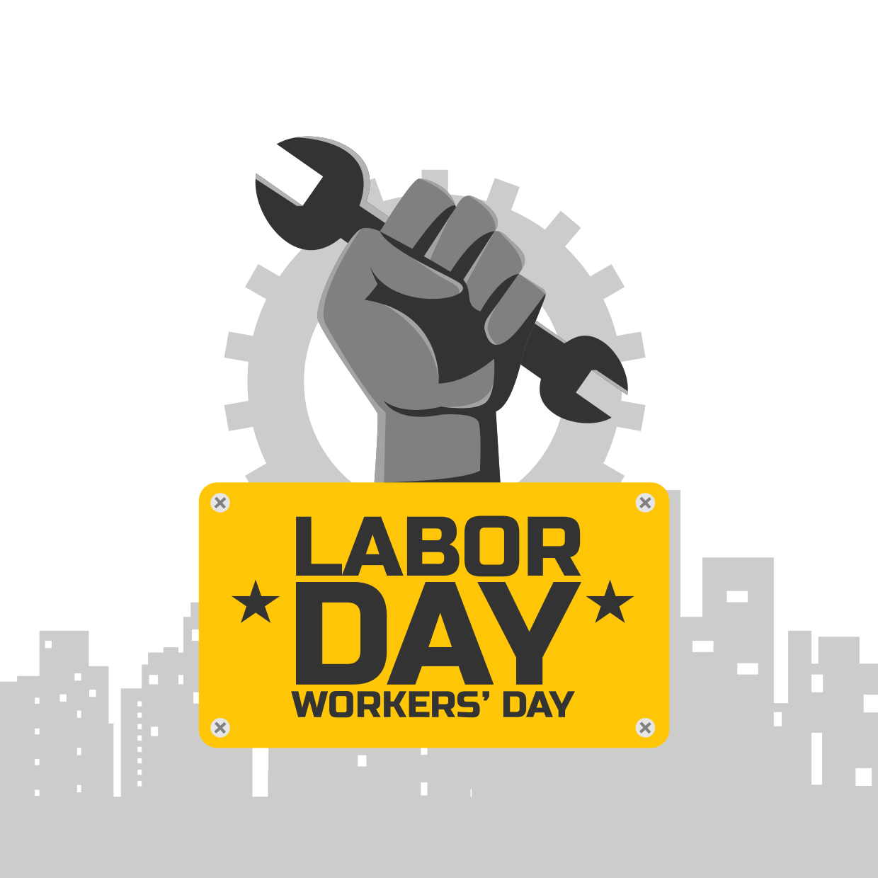 A Fist Holding a Spanner Labor Day Sign Template | Square Signs