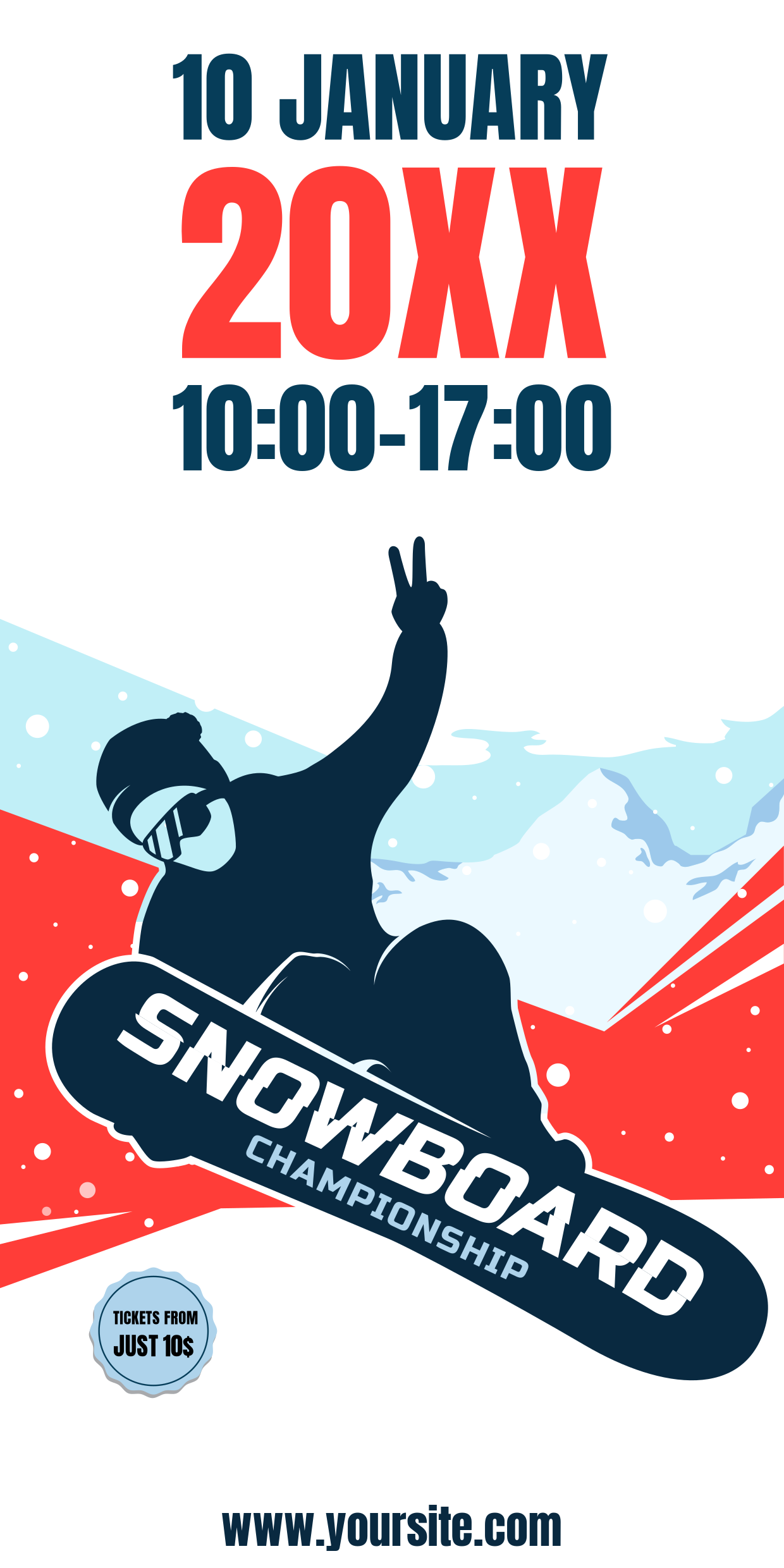 Snowboarding Championship Event Details Sign Template | Square Signs
