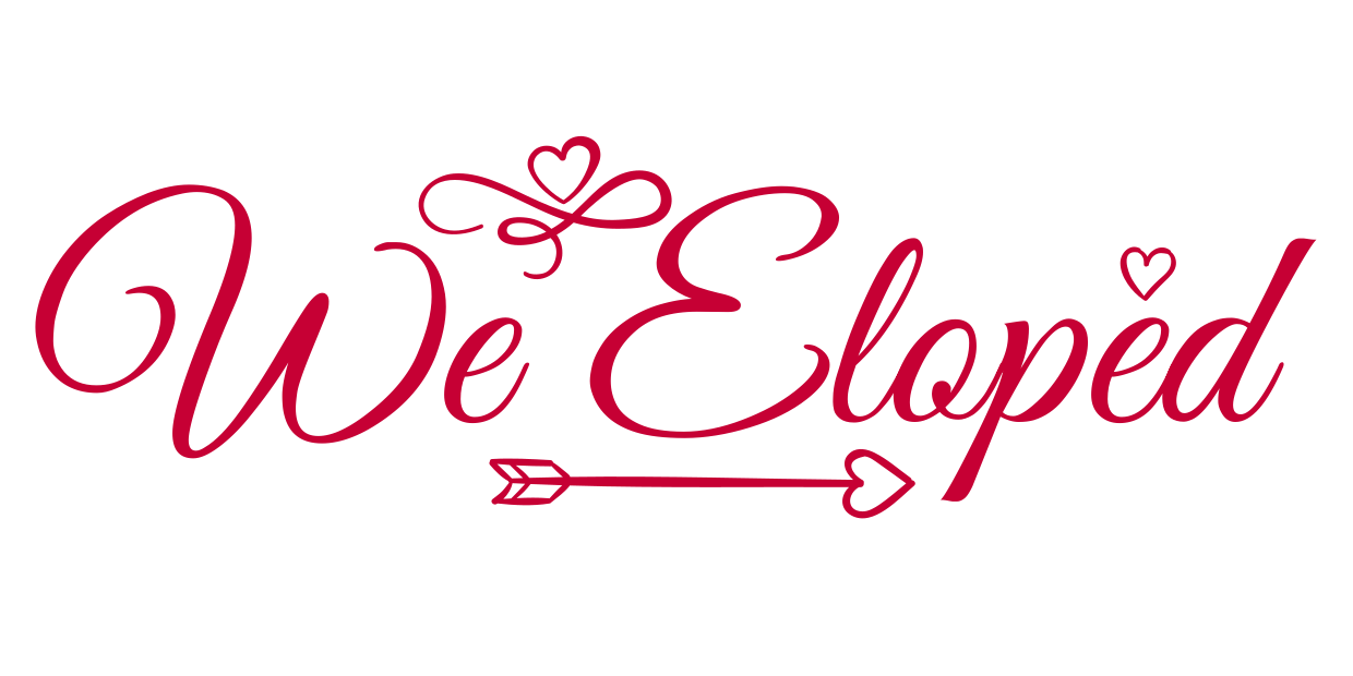 Red Text and Heart Symbol We Eloped Wedding Sign Template | Square Signs