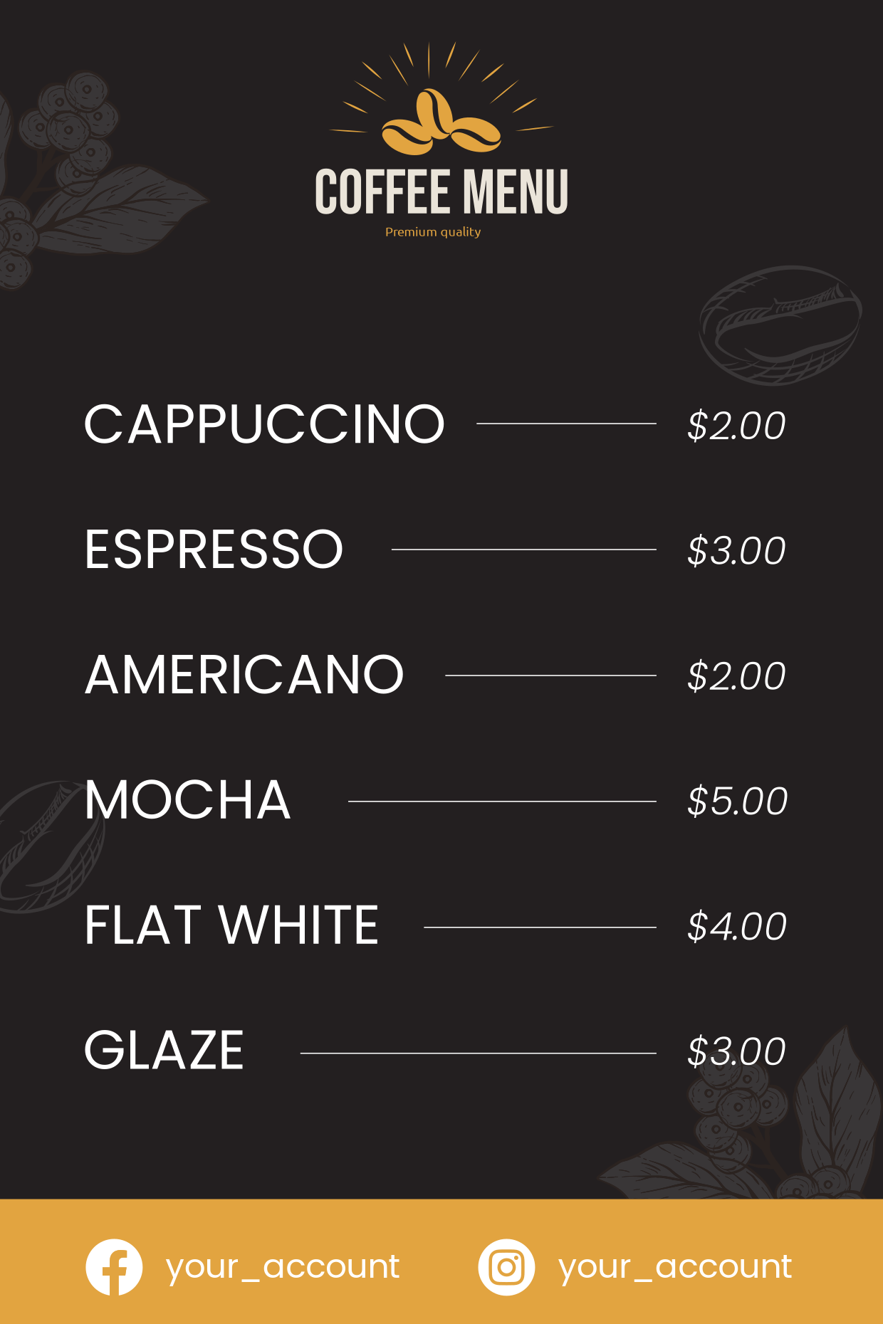 Customizable Coffee Menu Sign Template | Square Signs