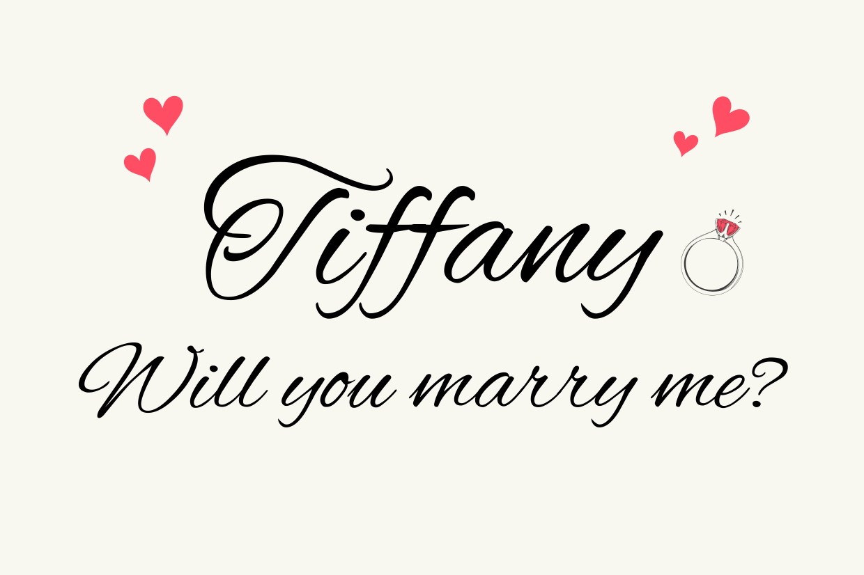 Proposal Note With Hearts and a Ring Template | Square Signs