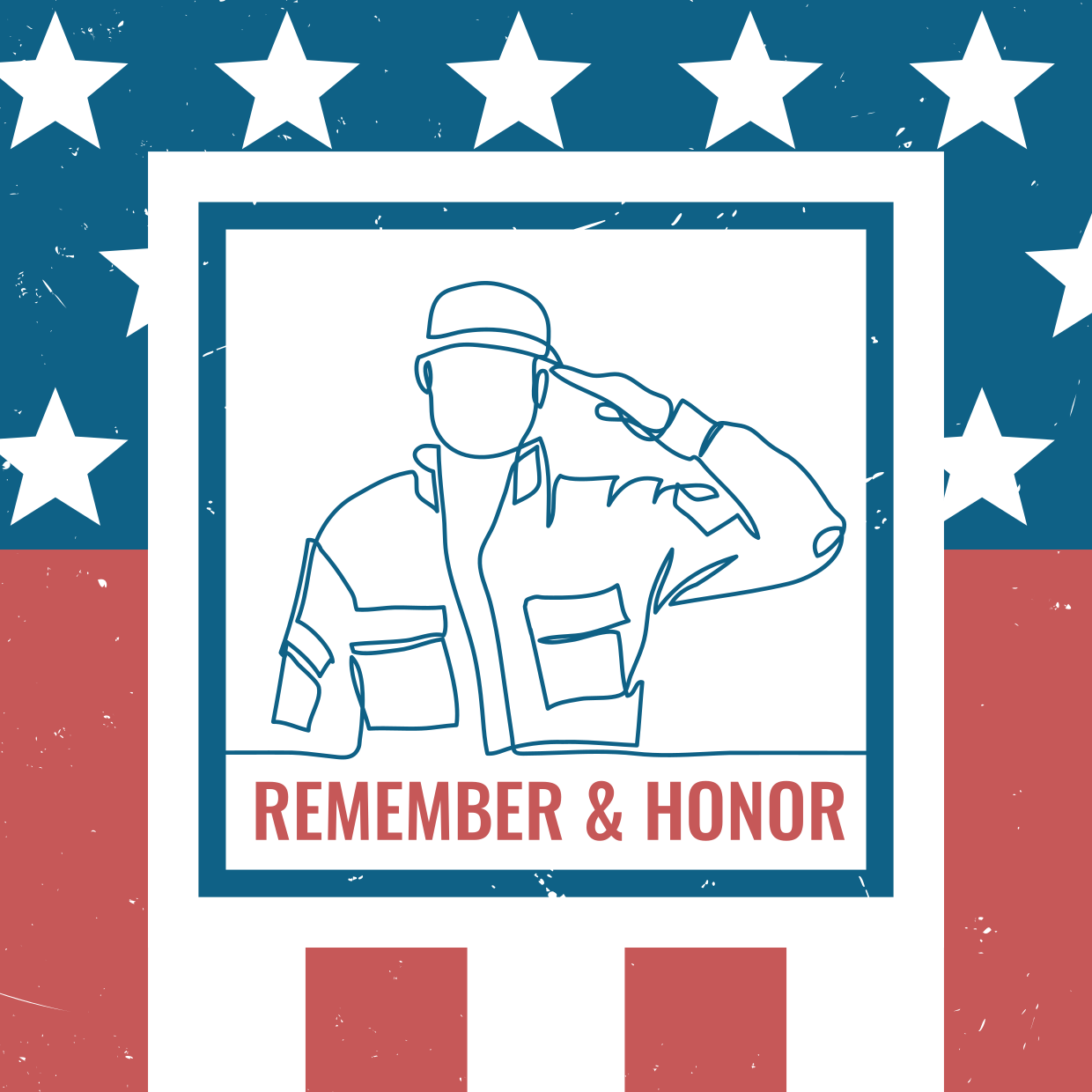Silhouette of a Saluting Soldier Memorial Day Sign Template | Square Signs