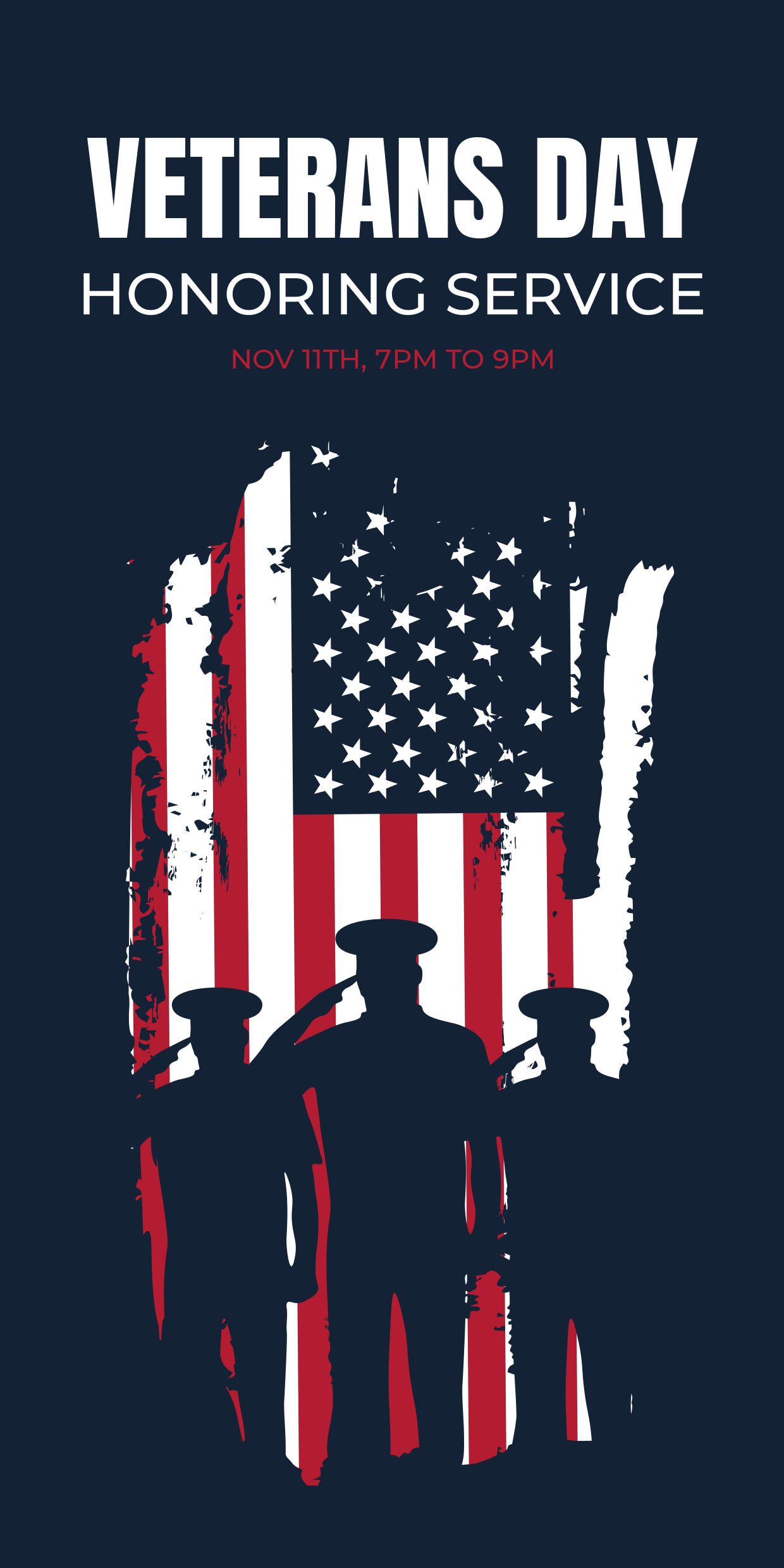 Three Veterans With a US Flag Background Sign Template | Square Signs