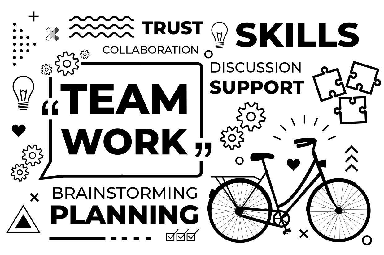 Team Work Graphics With Words and Icons Office Template | Square Signs