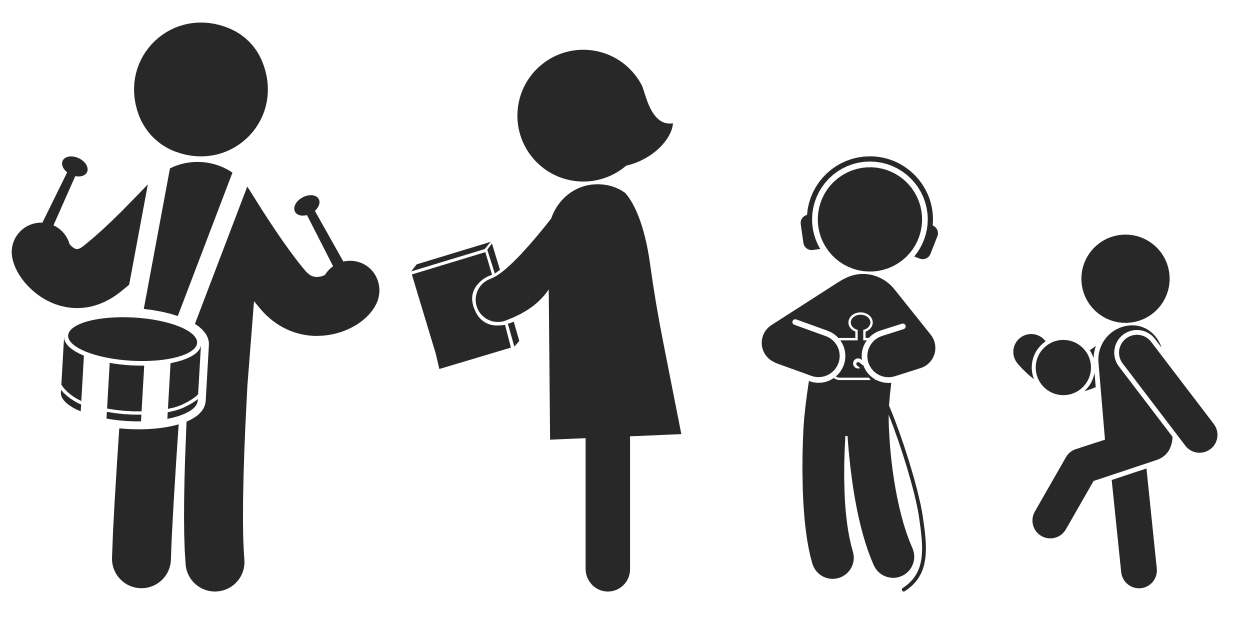 Family Silhouette With Different Activities Sign Template | Square Signs