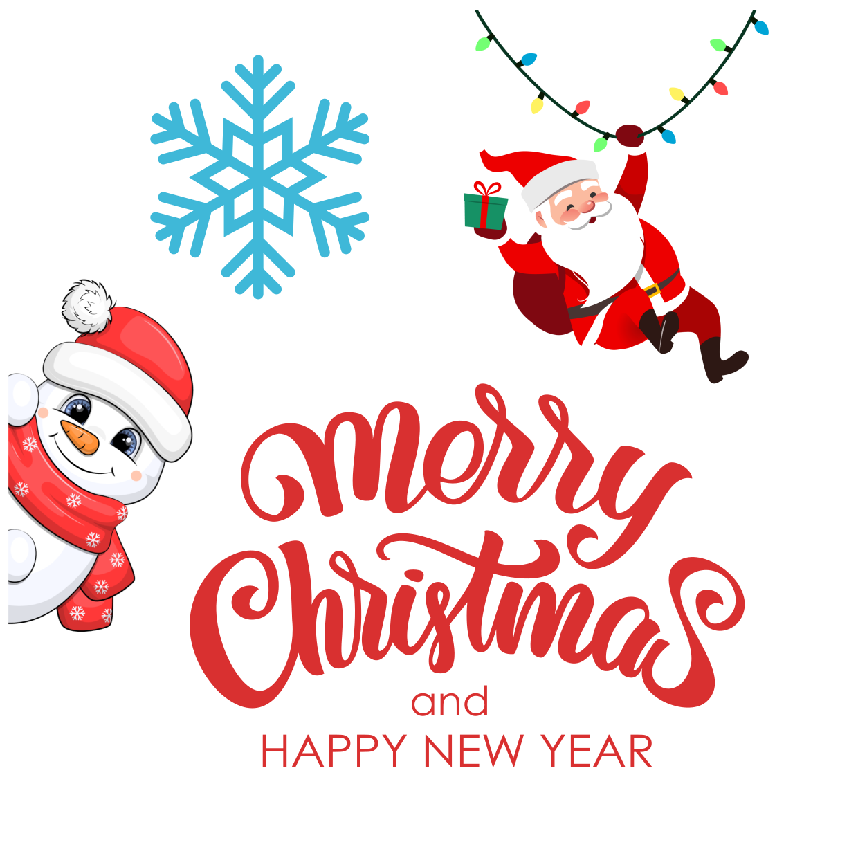 Smiling Snowman, Santa and Merry Christmas Quote Template | Square Signs