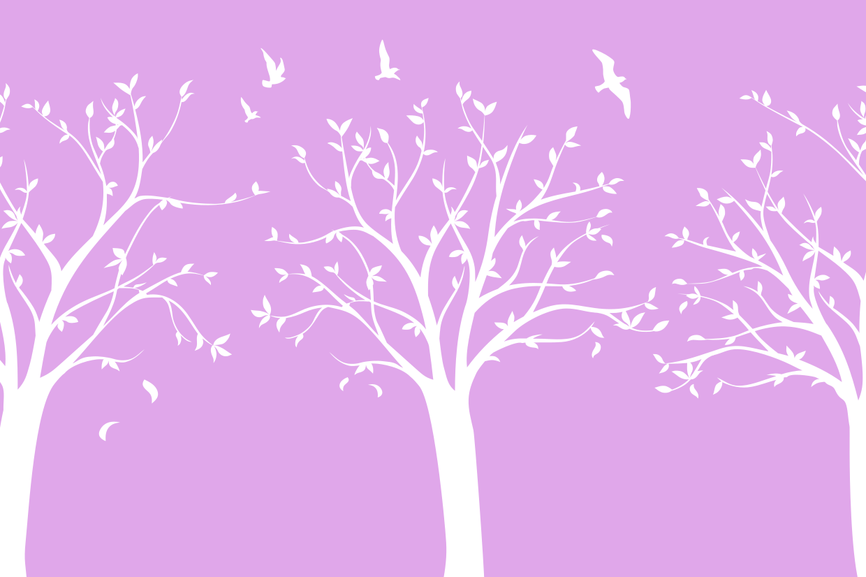 White Trees With Birds Decorative Sign Template | Square Signs
