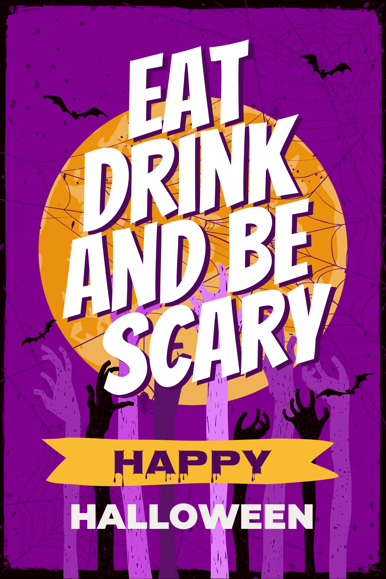 Purple and Orange Halloween Quote Sign Template | Square Signs