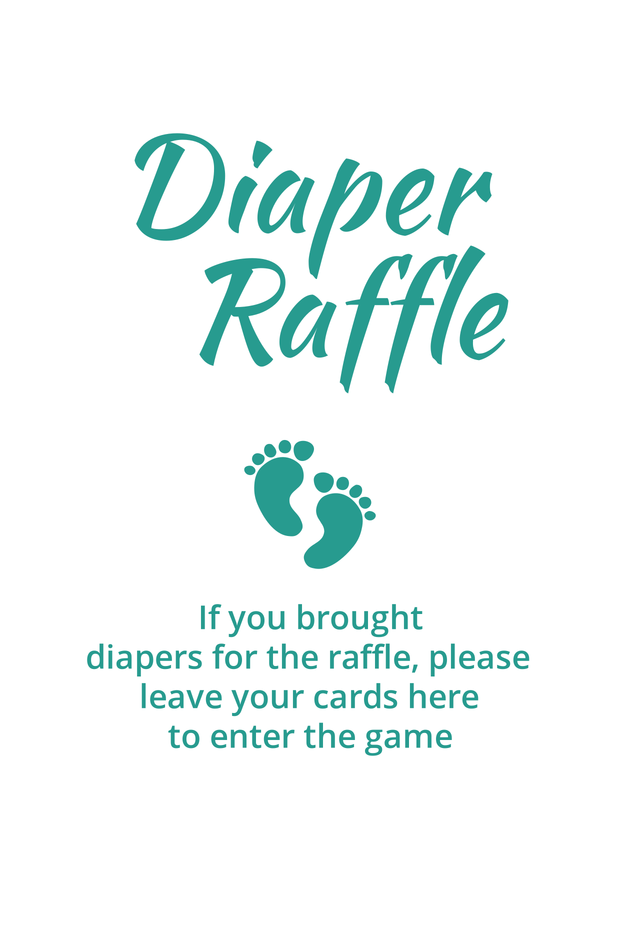 Minimalistic Turquoise Diaper Raffle Sign Template | Square Signs