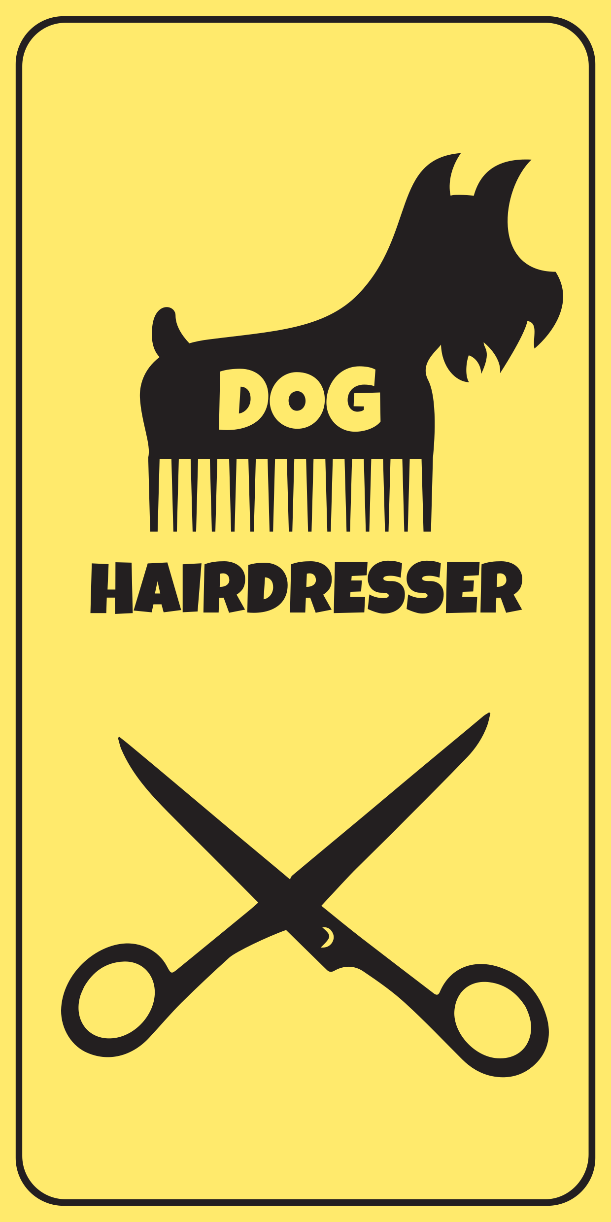 Dog Groomer Comb and Scissor Symbols Pet Care Template | Square Signs