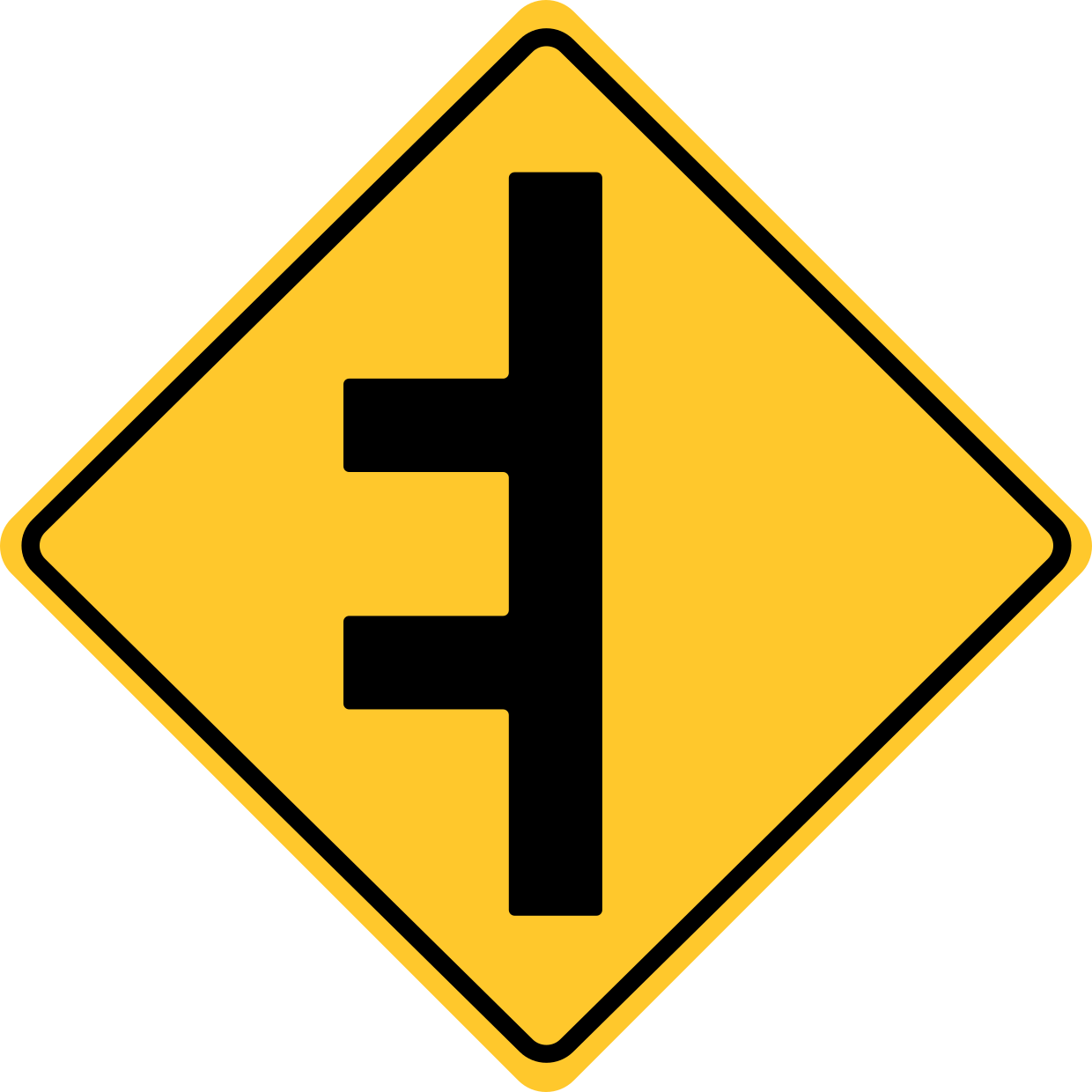 Yellow and Black Double-Sided Traffic Sign Template | Square Signs