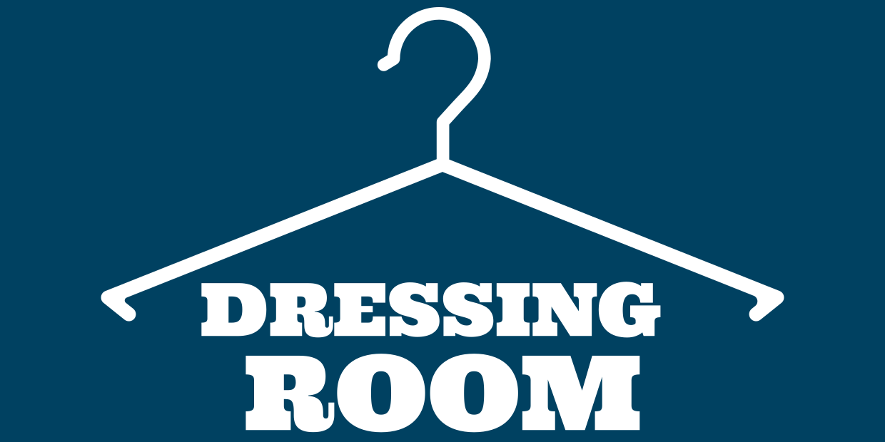 Blue Background Clothes Hanger Icon Dressing Room Template | Square Signs