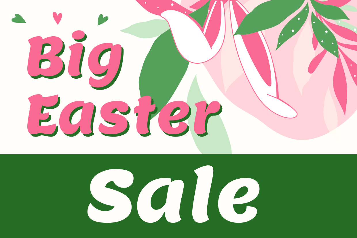 Green and Pink Floral Easter Sale Sign Template | Square Signs
